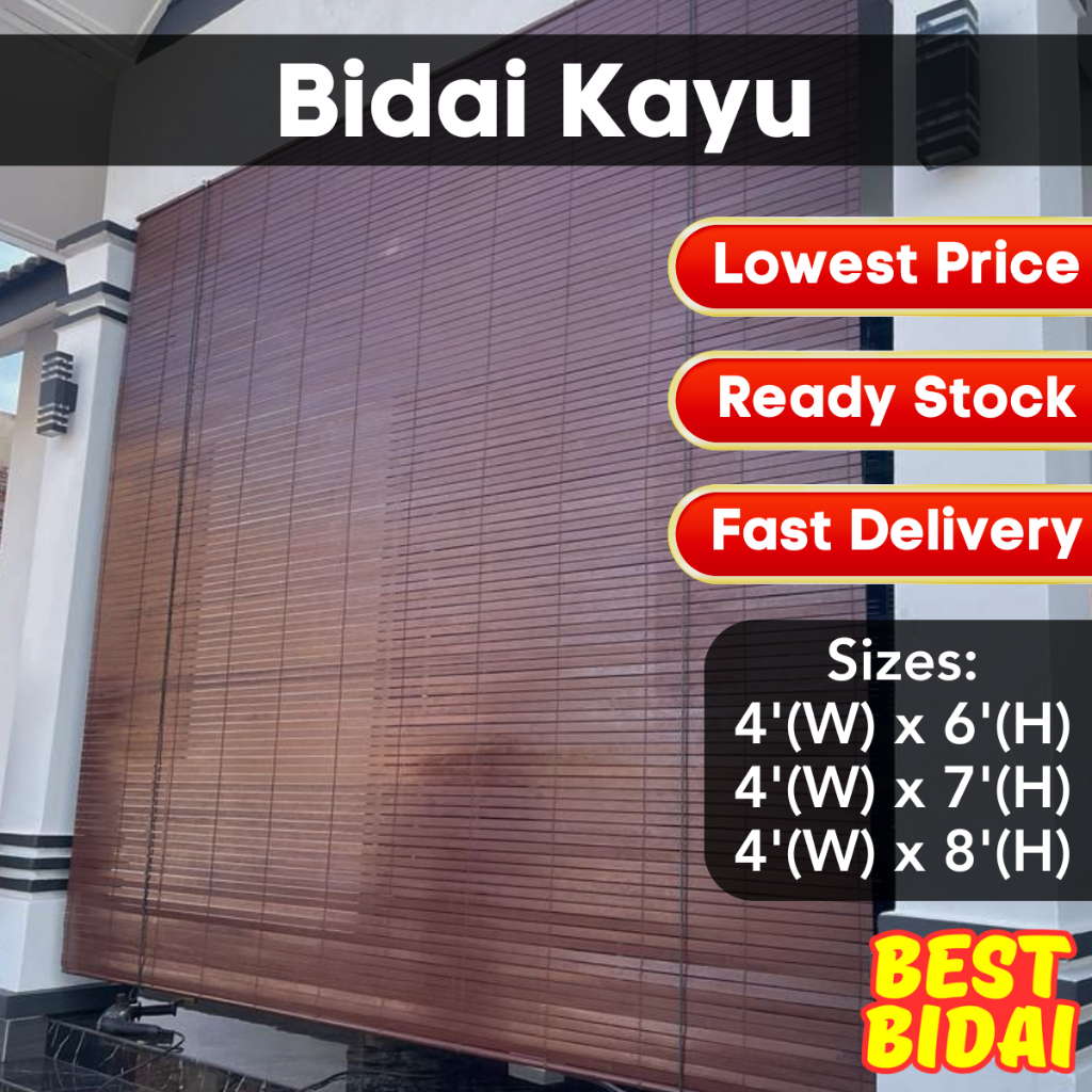 4kaki Bidai Kayu Outdoor Wooden Blind Outdoor Bidai Tingkap Kayu Wooden ...