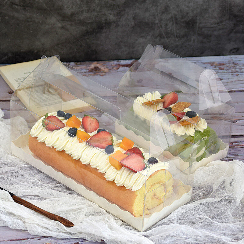 Transparent Swiss Roll Box! Bakery Packaging Transparent Cake Box Kek ...