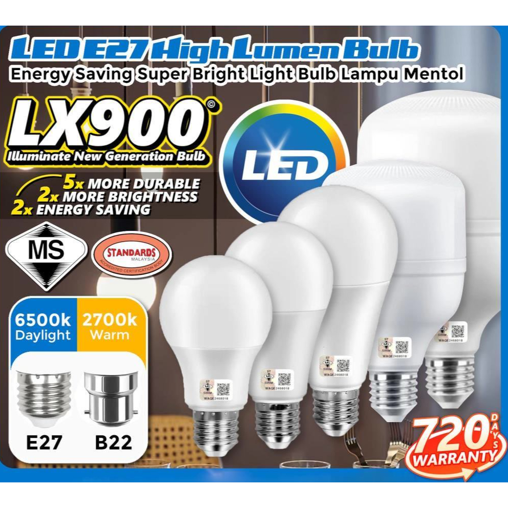 【SIRIM】 LED Bulb E27 Mentol LED Rumah White/Warm Light Bulb Lampu 2700k ...