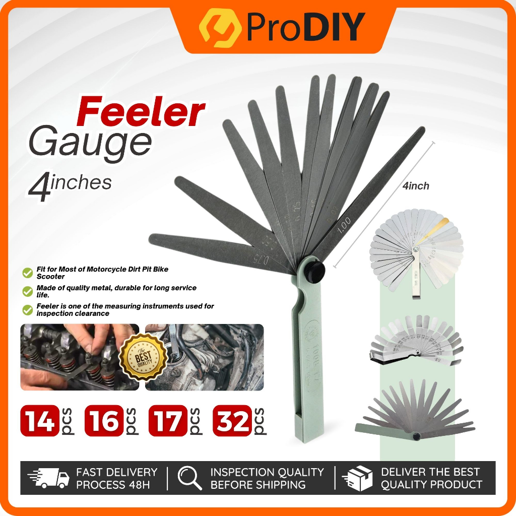 14 / 16 / 17 / 32 pcs blades Feeler Gauge Thickness Measurement Tool ...