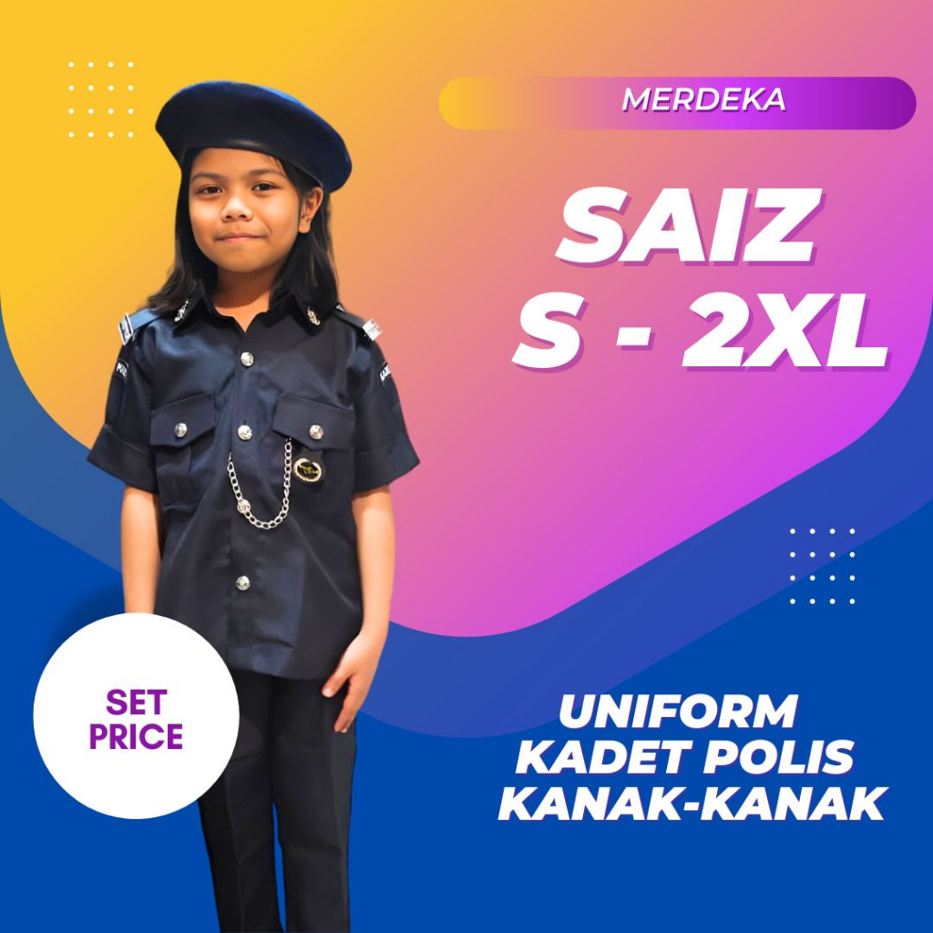 Uniform Kadet Polis Kanak-Kanak (baju+seluar+butang sahaja) | Shopee ...