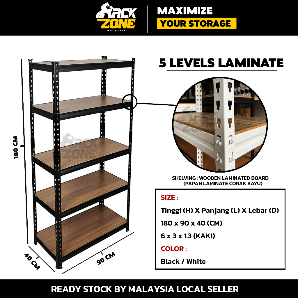 RACKZONE Home Rak Dapur Besi Bertingkat Serbaguna Boltless Rack Shelf ...