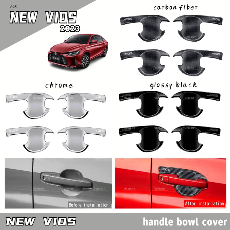 Vemart toyota vios 2023 new car Handle bowl cover accessories | Shopee ...