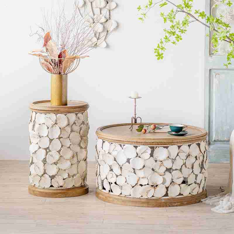 [PRE ORDER] LUCINDA Coffee Table American Rustic Vintage Round Wooden ...