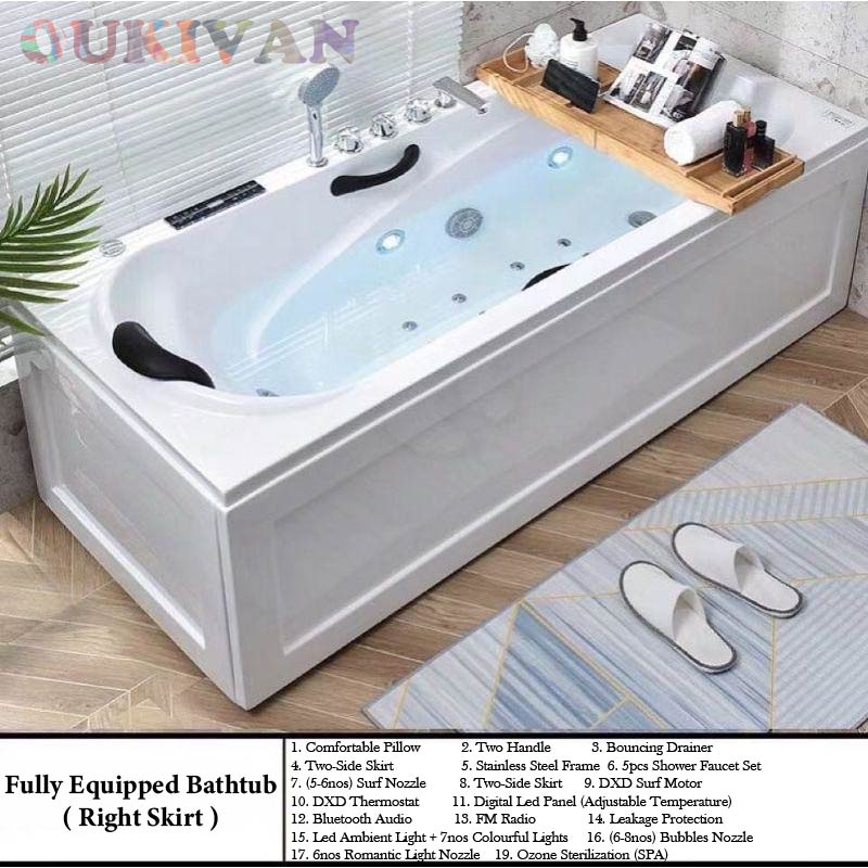 Jacuzzi Massage Bathtub Relaxing SPA Free Standing Tab Mandi With Led ...