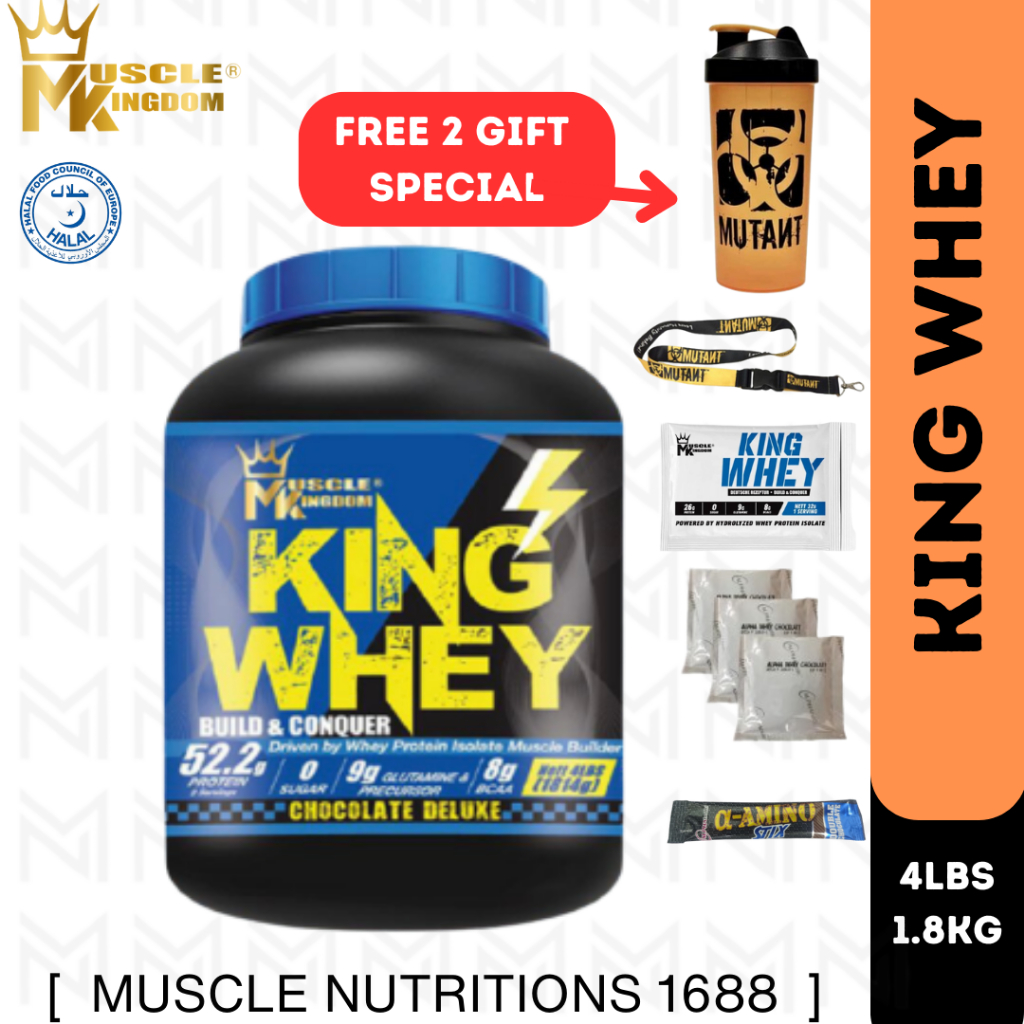 Muscle Kingdom King Whey 4lbs (Free 2 Gift) - Halal,Susu Gym,Recovery ...