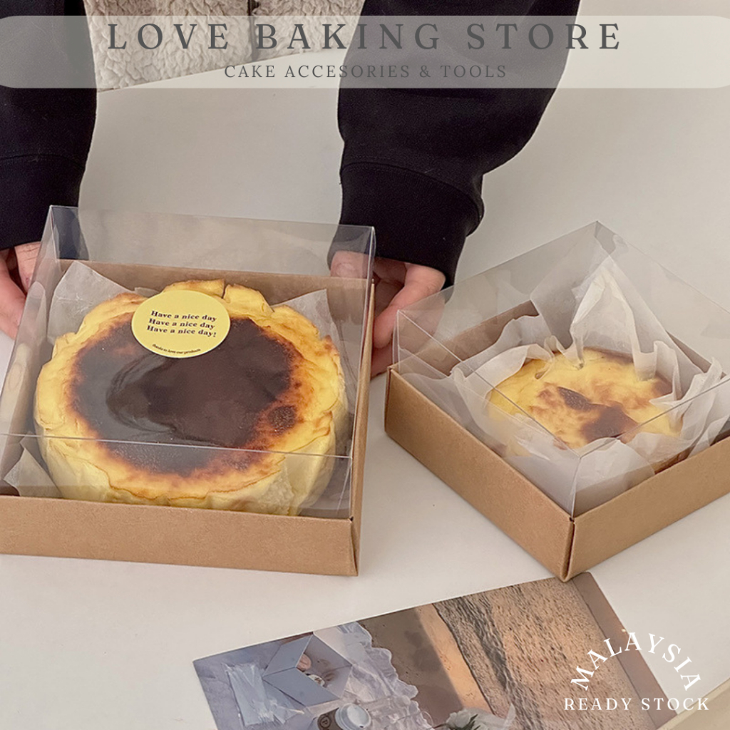 LBS • Ins Style 4inch 6inch Basque Cheesecake Box Transparent Pastry ...