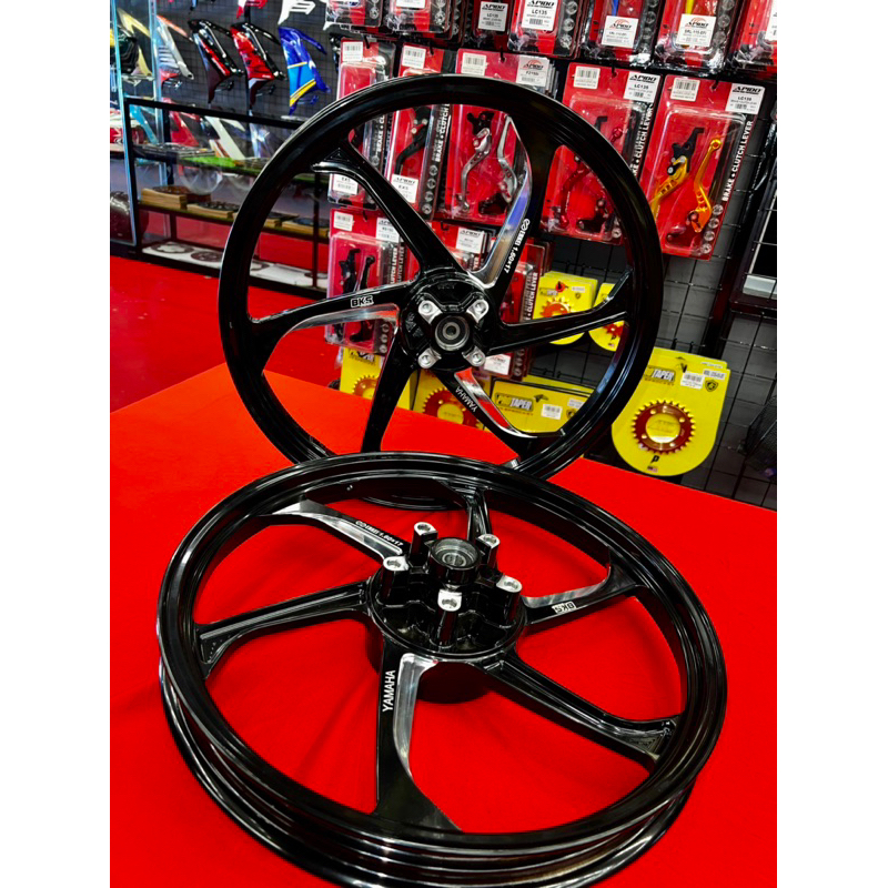 SPORT RIM 6 BATANG FULL CNC PNP Y15ZR/ Y16ZR BRIGHT BLACK/SILVER CHROME | Shopee Malaysia