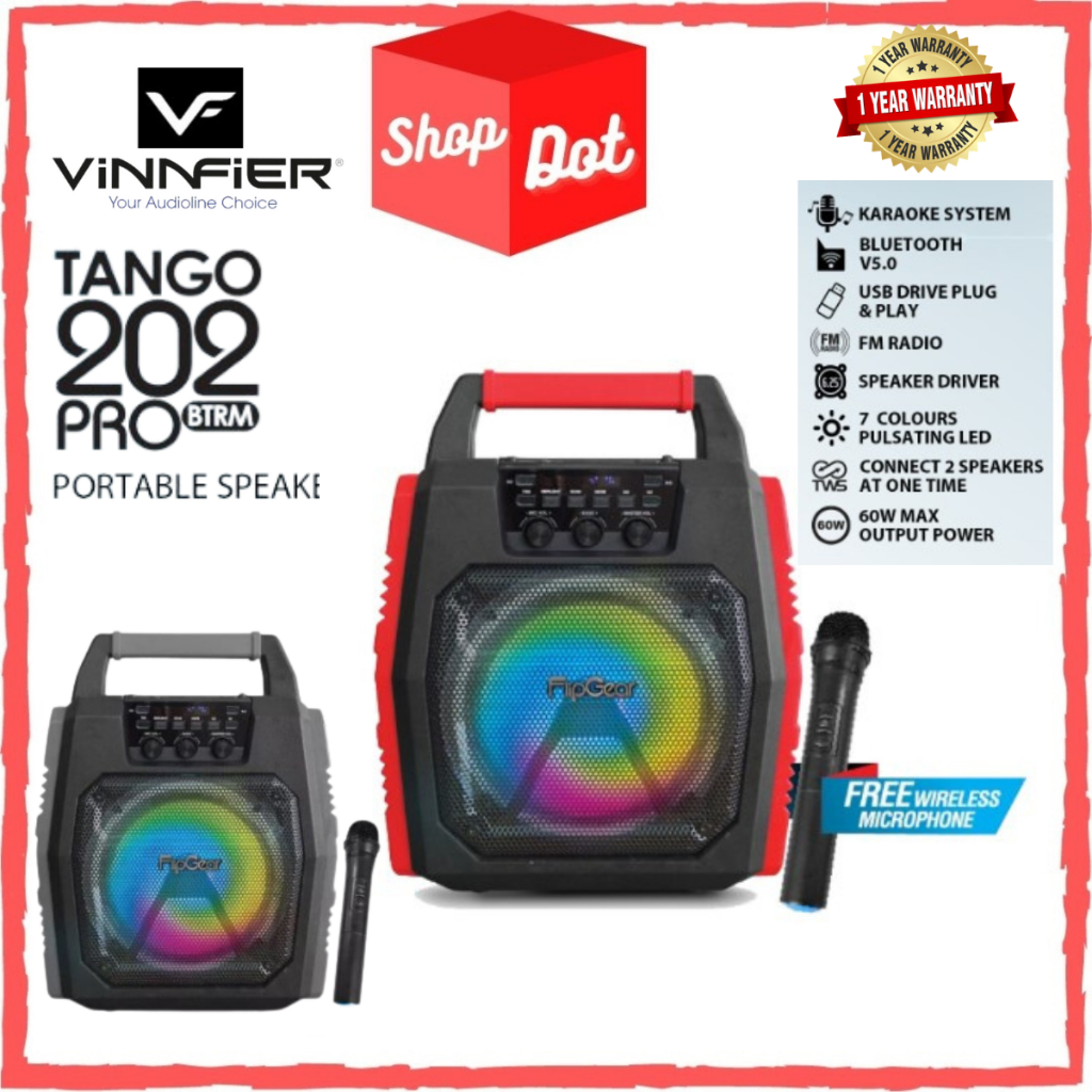 (SHIP OUT IN 24 HOURS) Vinnfier VF Tango 202 Pro BTRM TWS Wireless Portable Bluetooth Speaker ...