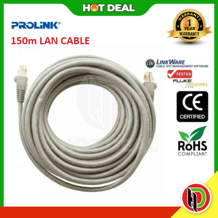 150m Prolink Cat6 100/1000Mbps Gigabit Network Cable - Fluke Tested ...