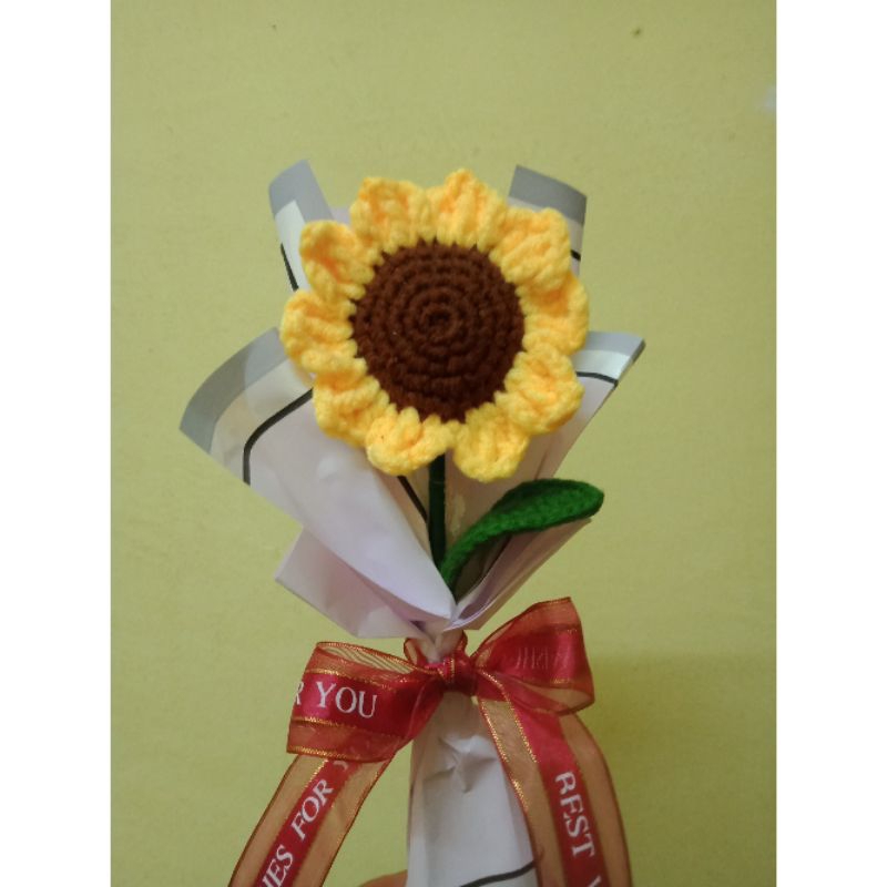 Sunflower Crochet Bouquet Bunga Kait Matahari bunga kait bajet | Shopee ...