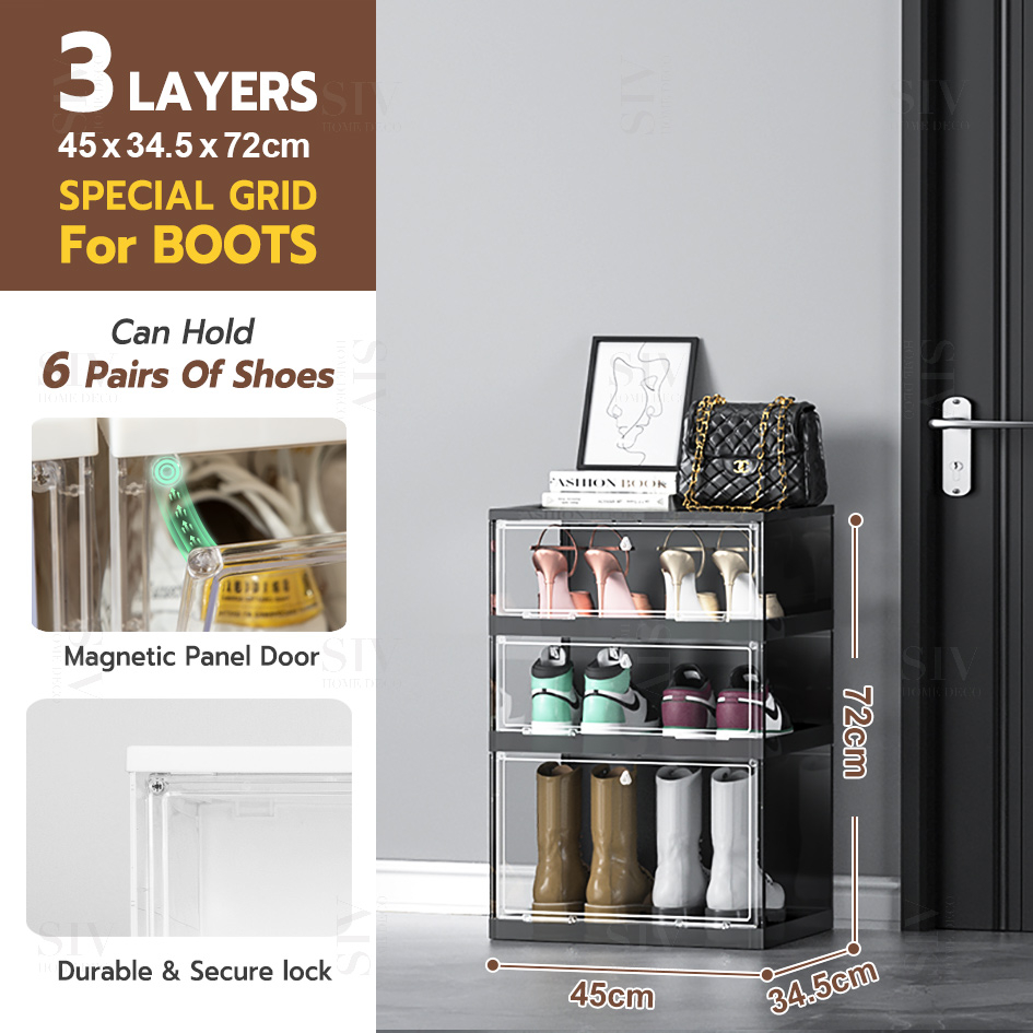 【Installation-Free】SIV Foldable Shoe Rack Folding Shoe Cabinet Rak ...
