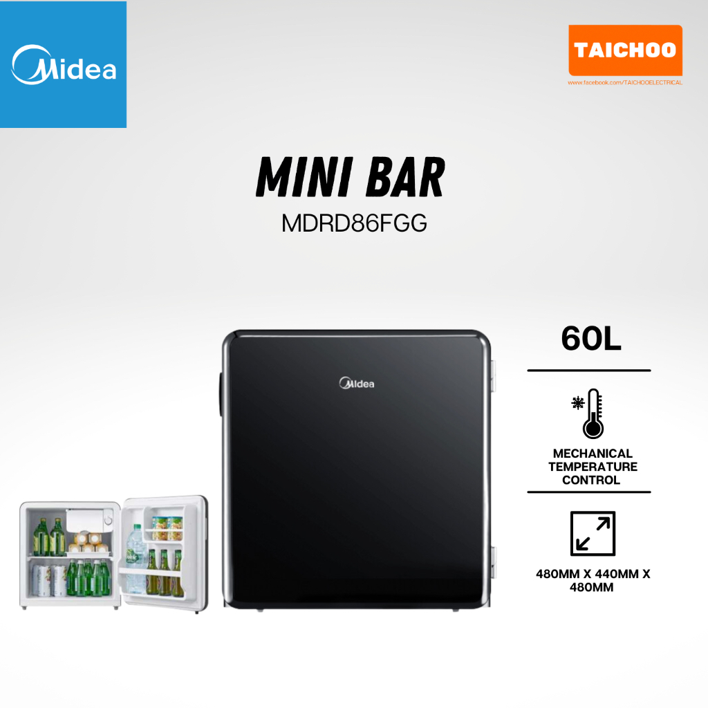 Midea Mini Bar Refrigerator 60L MDRD88FGG30 (Black) | Shopee Malaysia