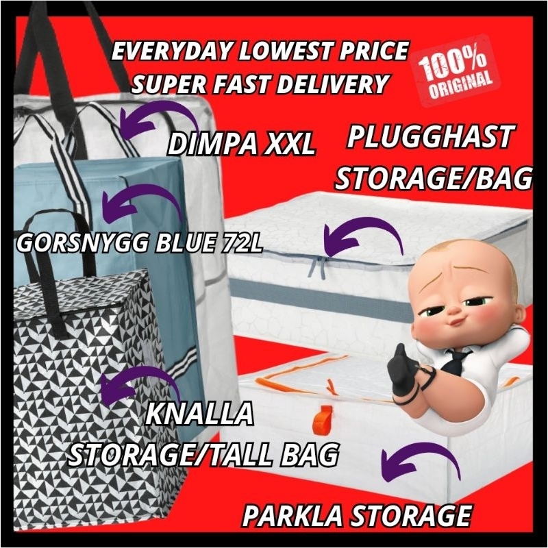 🇲🇾(Penghantaran berdesup) Ikea huge storage bag multifunction PARKLA ...