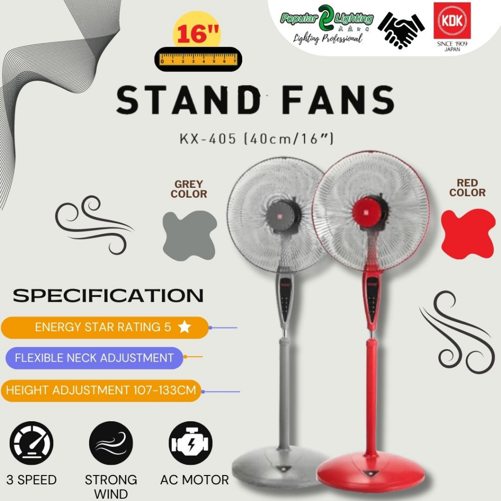 KDK Stand Fan 3 Speeds (40cm/ 16″) (KX405) Kipas Angin 电风扇 | Shopee ...