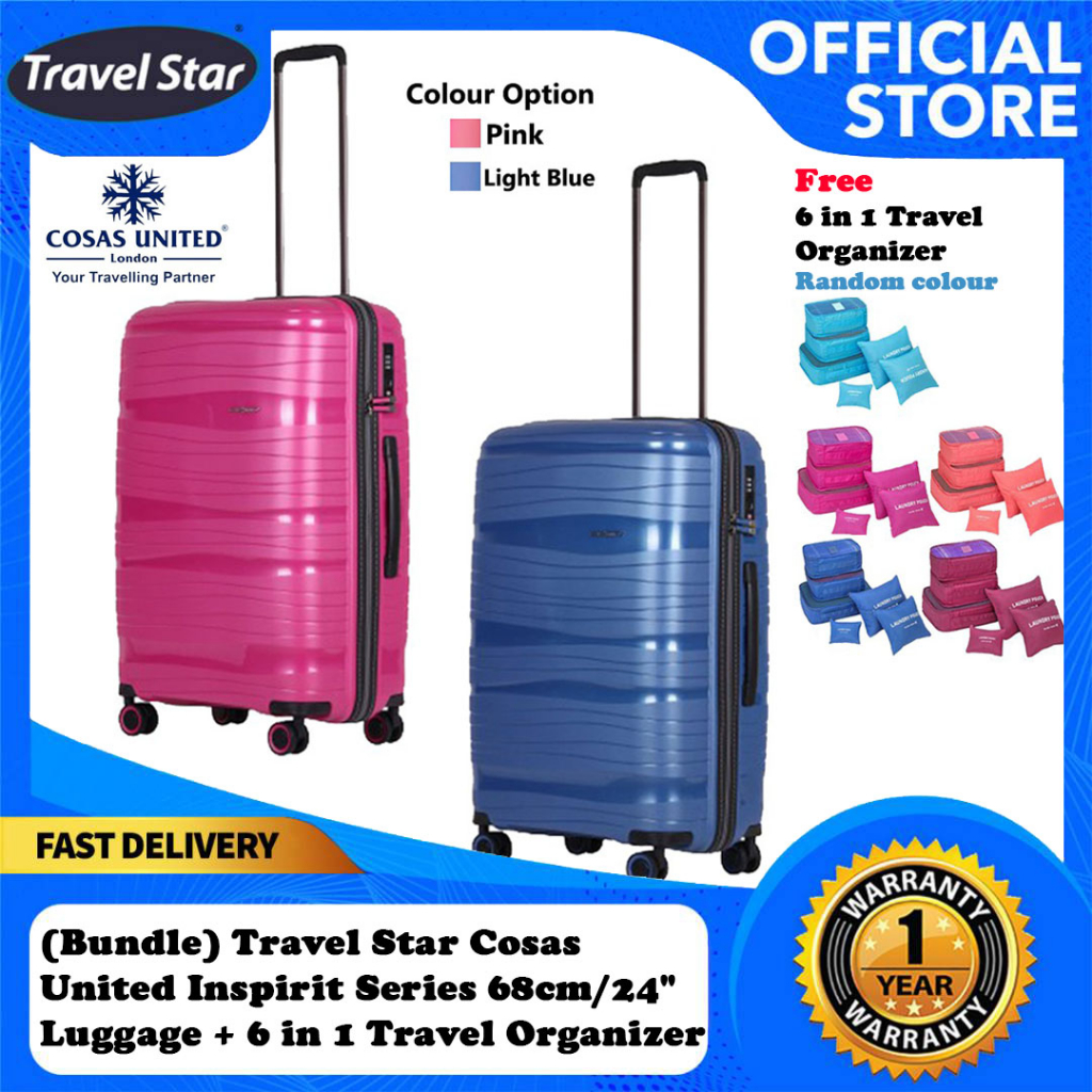 (Bundle) Travel Star Cosas United Inspirit Series 68cm/24" Luggage + 6 ...
