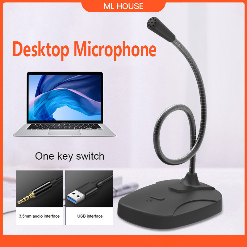 Computer Microphone USB 3.5mm PC Computer Mic Adjustable Studio ...