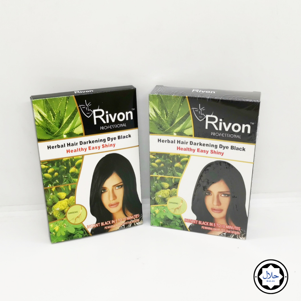Rivon Herbal Hair Darkening Dye Black (HALAL) Hair Darkening Shampoo ...