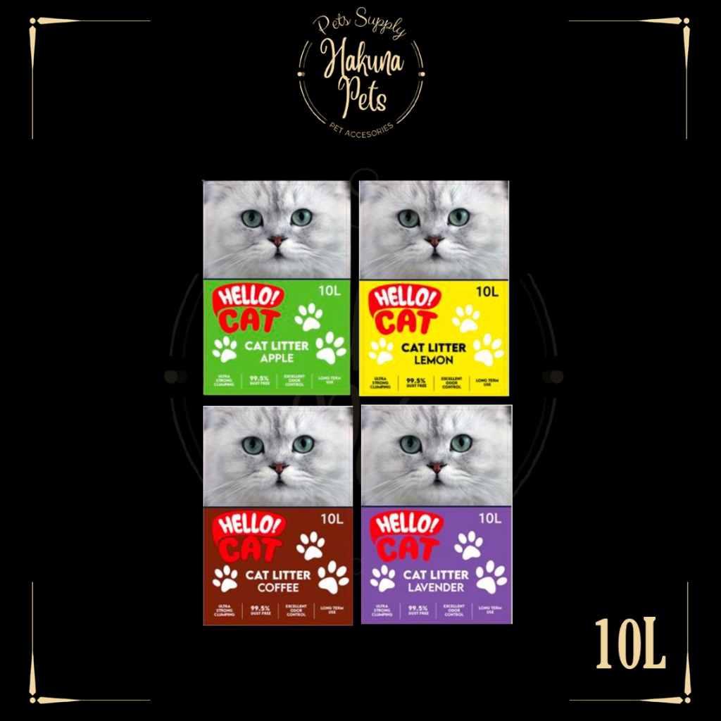 Hello Cat Bentonite Cat Litter 10L - (Lemon / Apple / Lavender / Coffee ...