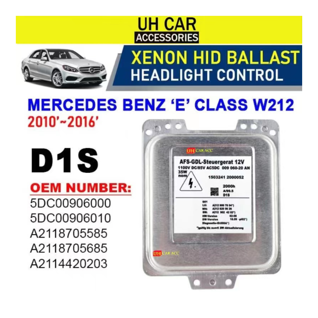 MERCEDES BENZ E Class W212 E200 HEADLAMP HID BALLAST 2010 - 2016 D1S ...