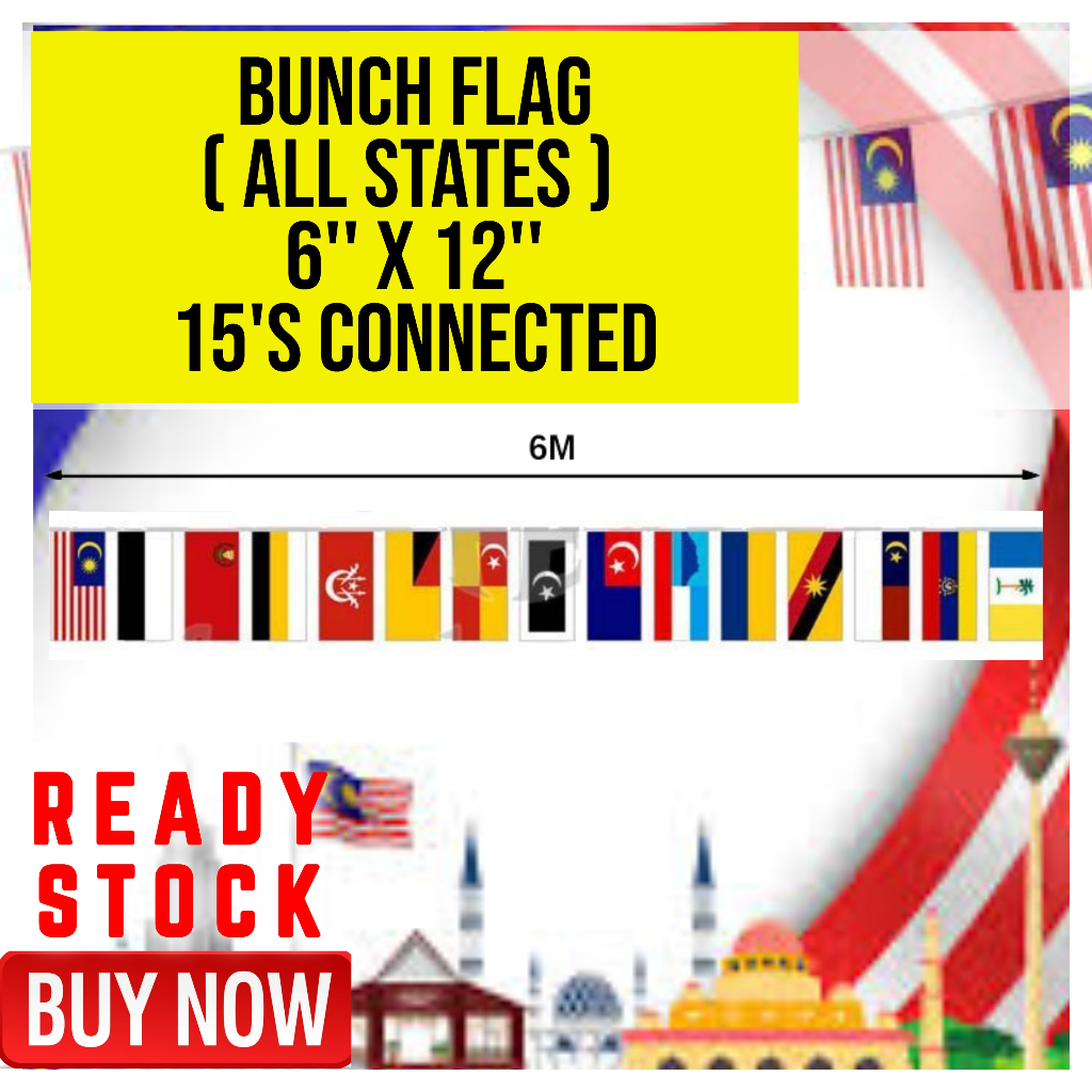 BUNCH FLAG ALL STATES 6'' X 12'' ( 15'S CONNECTED ) | Shopee Malaysia