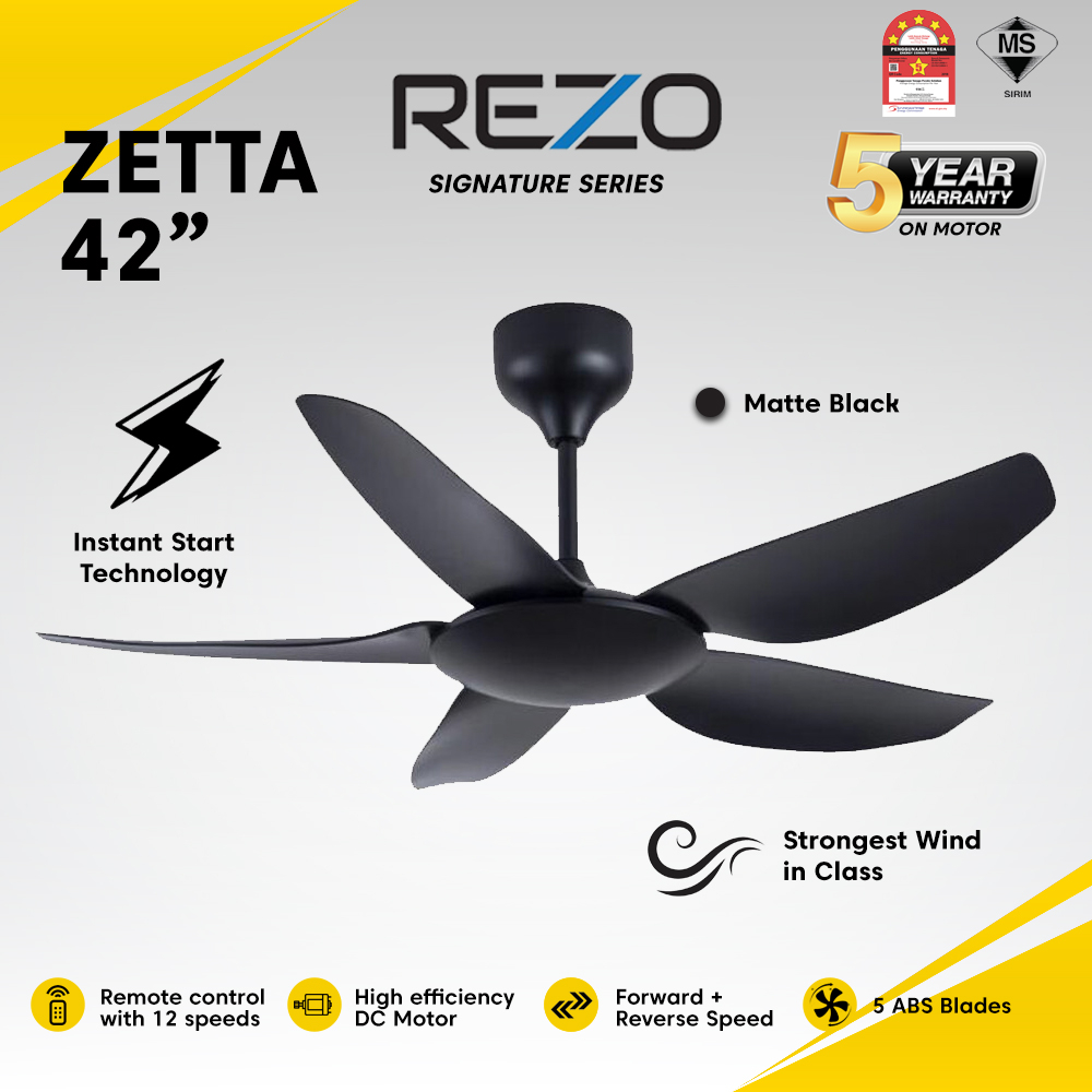 REZO ZETTA 42" DC Motor 12 Speed Ceiling Fan With Reverse Mode & Remote Control Kipas Siling 风扇 ...