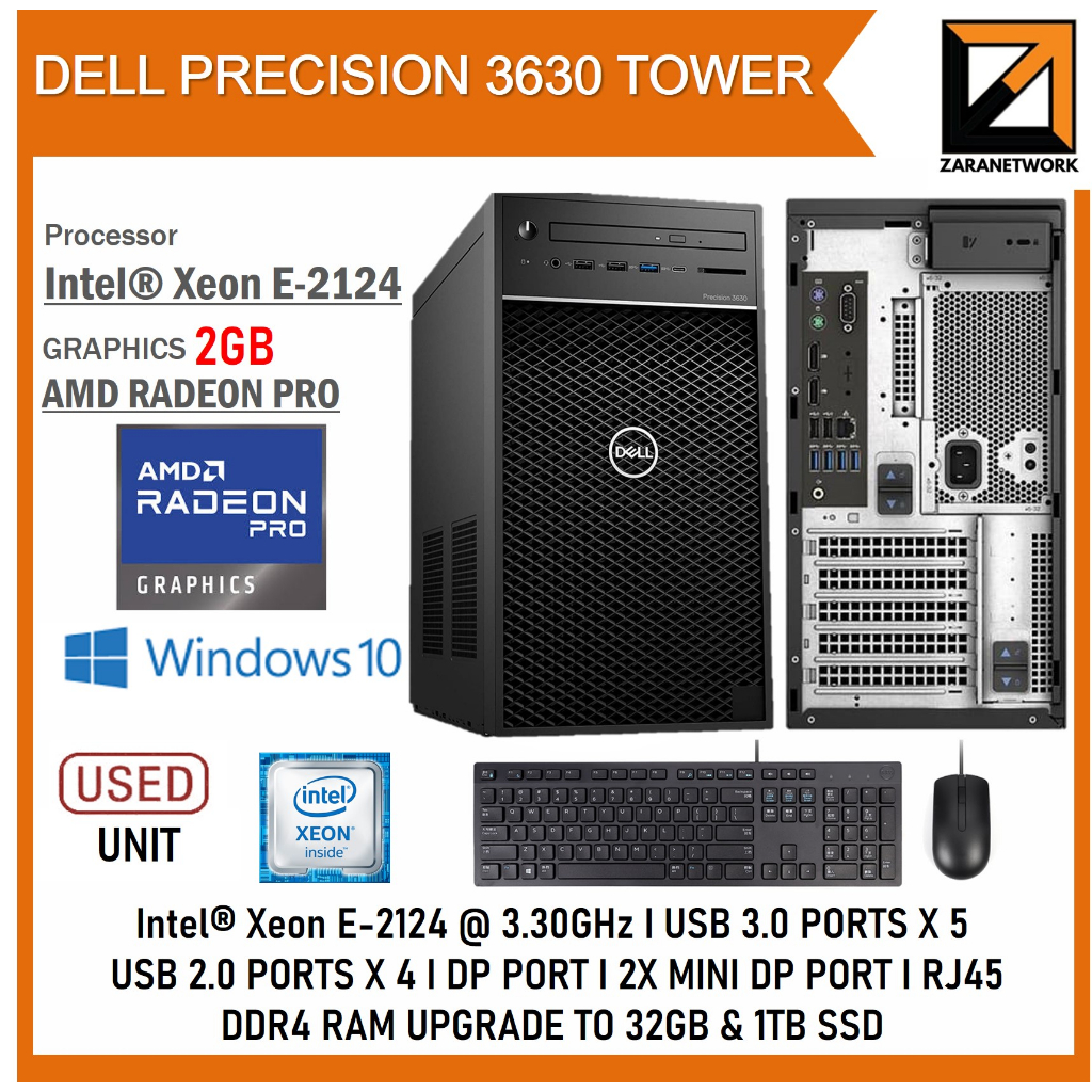 Dell Precision 3630 Tower Gaming PC Intel® Xeon® E-2124 / AMD RADEON ...