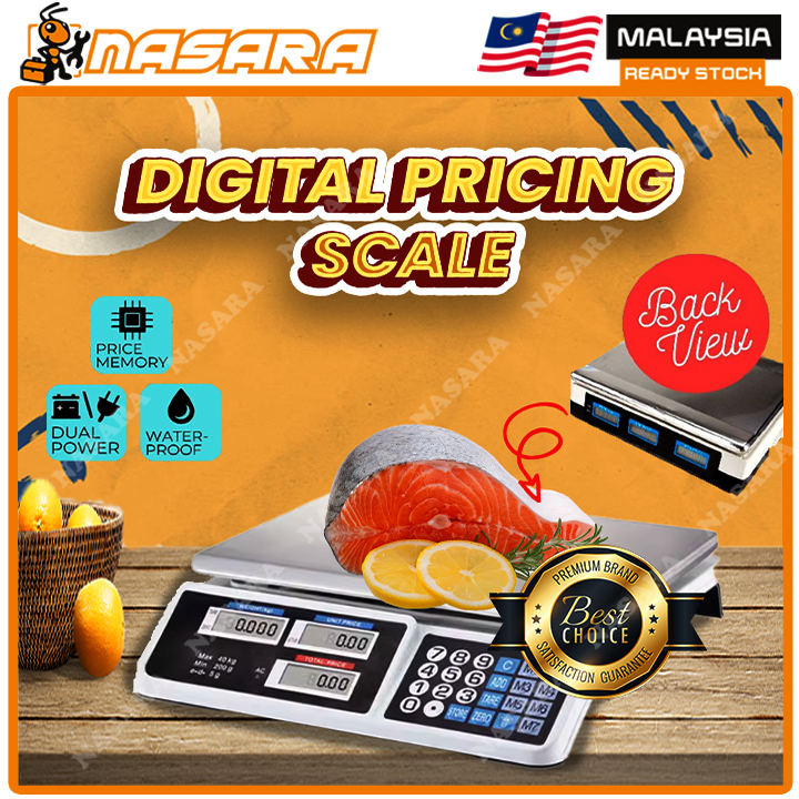 NASARA ~ 40kg Electronic Digital Pricing Scale Price Computing Rechargeable Supermarket Counting ...