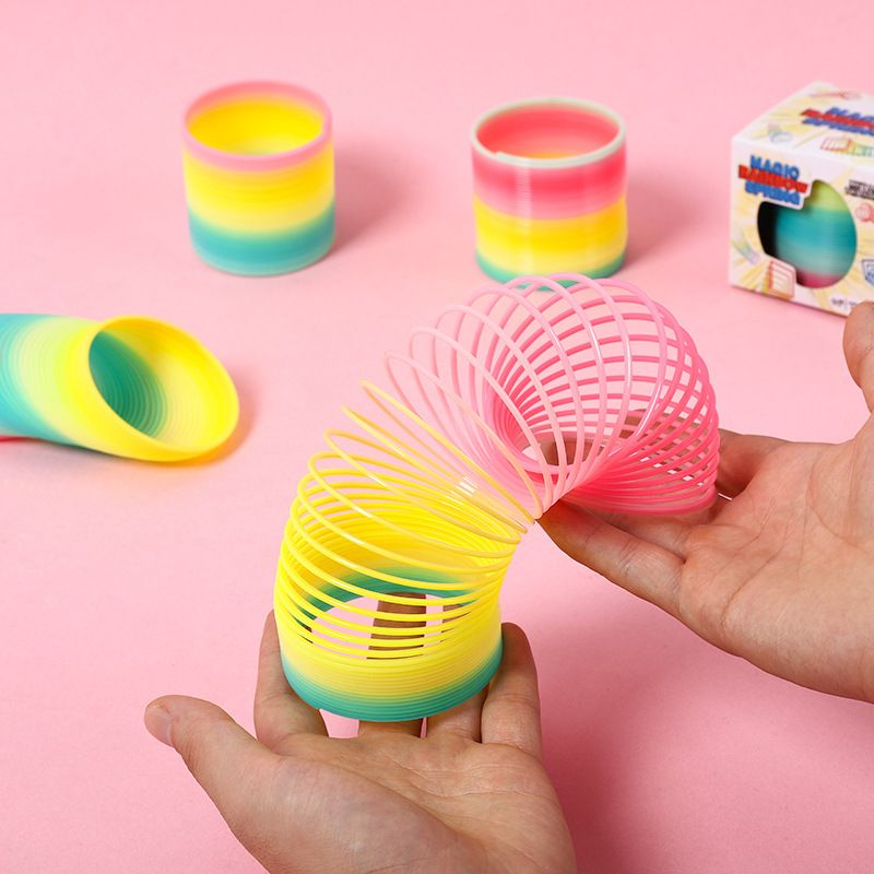 Colorful Rainbow Spring Toy Plastic Slinky Magic Circle Toys Elastic ...