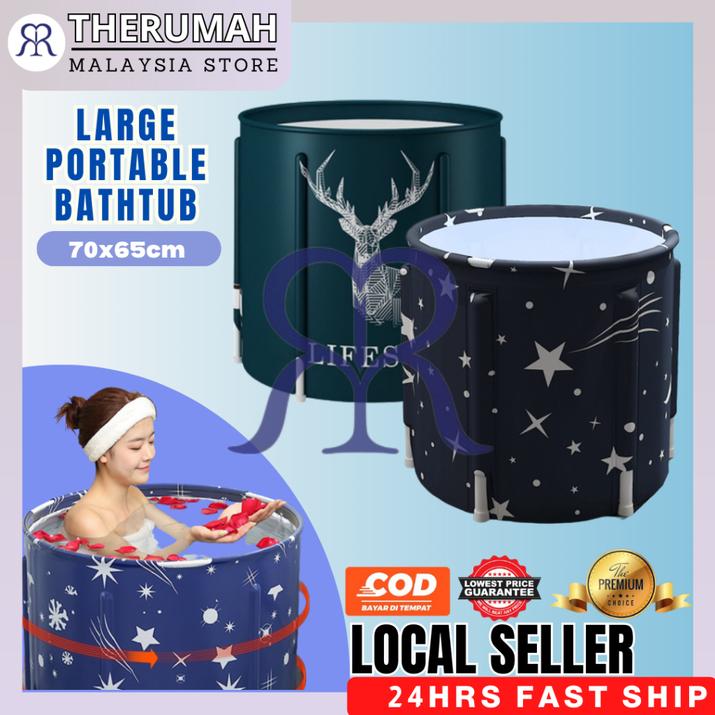 24H SHIP Folding Bath Tub Bath Bucket Inflatable Large Capacity PVC ...
