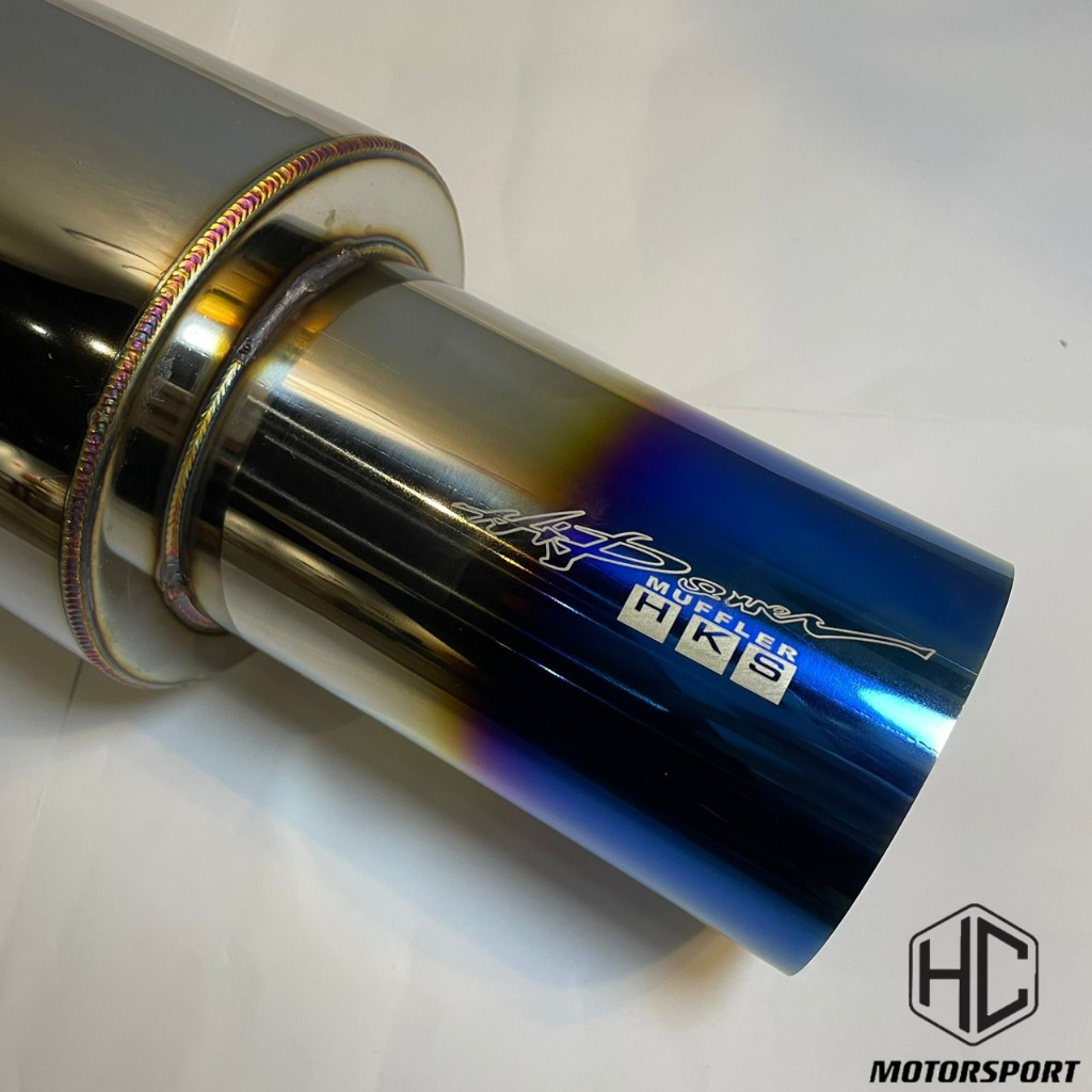 HKS HI-POWER TITANIUM S FLOW Exhaust 11" Inch Body Long STAINLESS STEEL Car ekzos muffler ...