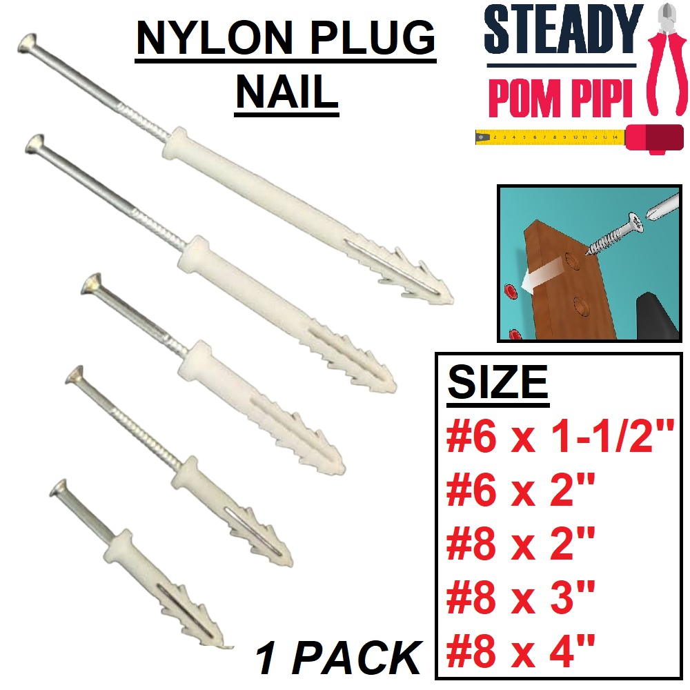 NYLON PLUG NAIL / PVC ANCHOR WALL PLUG WITH SCREW / NYLON SPEED PLUG ...