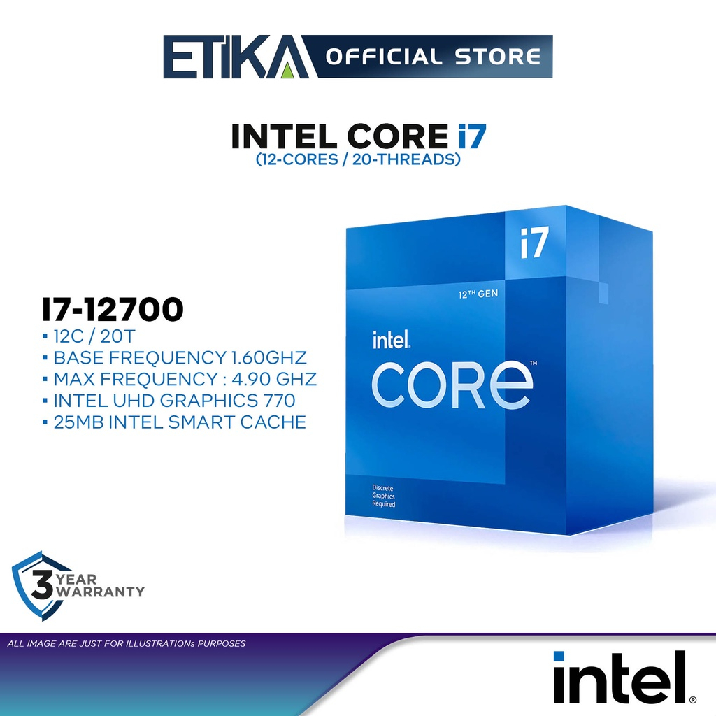 Intel Core i7-12700KF | i7-12700F | i7-12700 | 12-Cores LGA1700 Socket ...