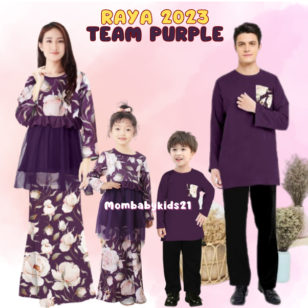Raya 2023 PURPLE SEDONDON FAMILY SET - ( Kurung Peplum / Kurta Moden ...