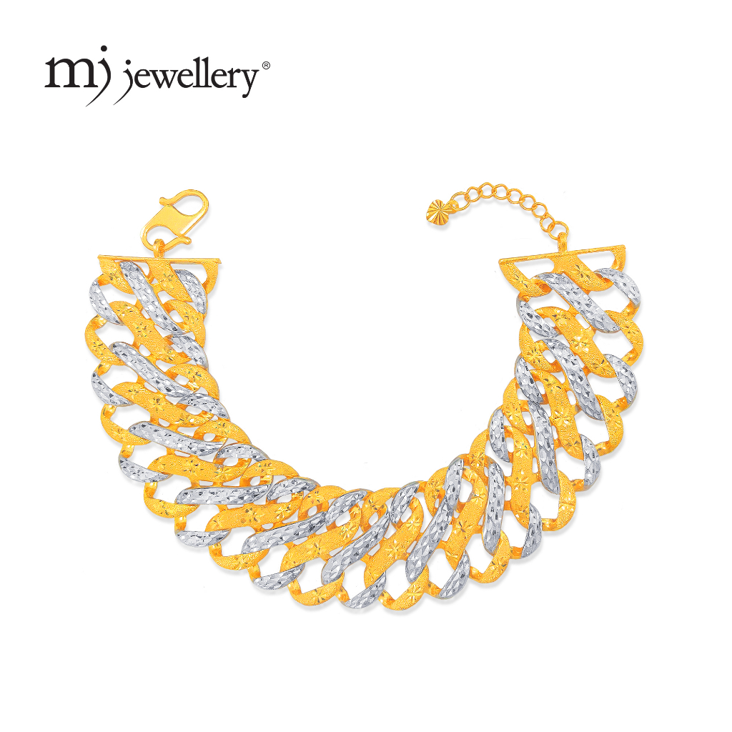 MJ Jewellery 375/9K Gold Double Stamping Bracelet T50 | Shopee Malaysia