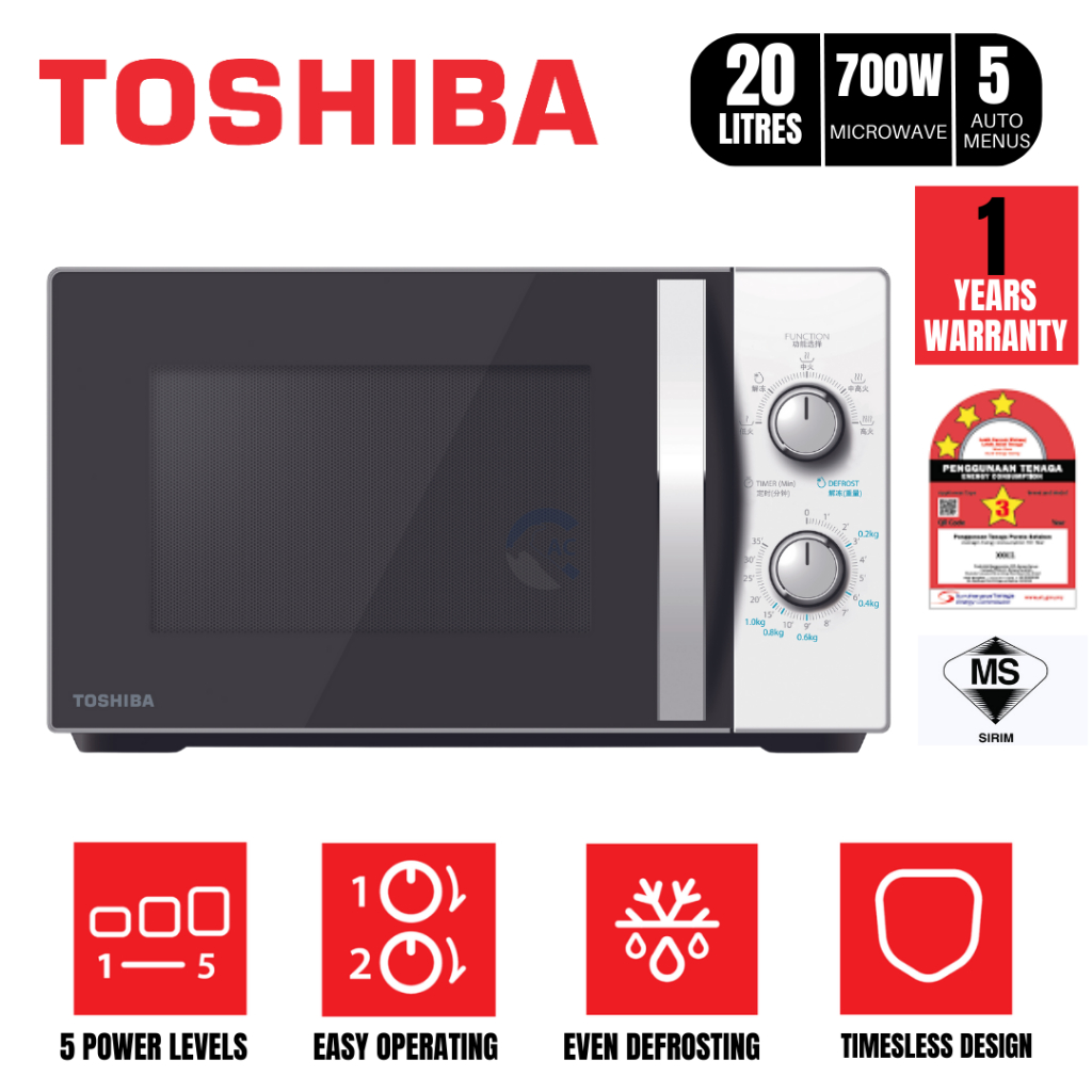 Toshiba 20L Microwave Oven MWP-MM20P (WH) / MW-MG20P(BK) | Shopee Malaysia