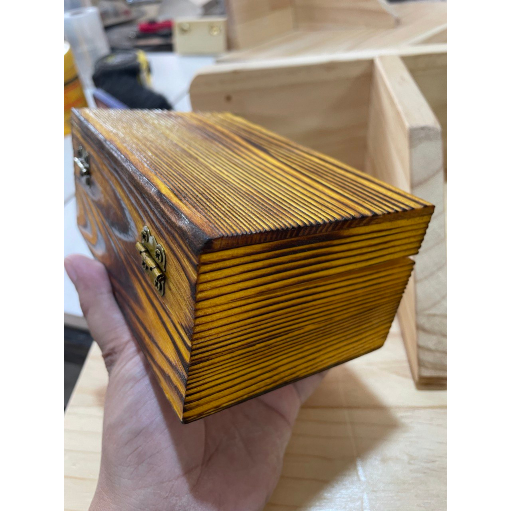 Pine Wood Wooden Box - Shou Sugi Ban + Varnish finishing | Shopee Malaysia
