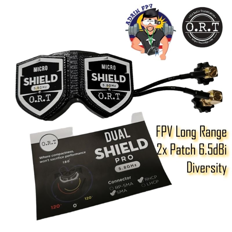 ORT Dual Shield Pro 5.8GHz Dual Patch Antenna for Fatshark Skyzone any ...