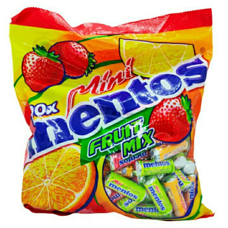 100 Rolls Mini Mentos Assorted Fruit Mix Roll Chewy Candy HALAL (LOCAL ...