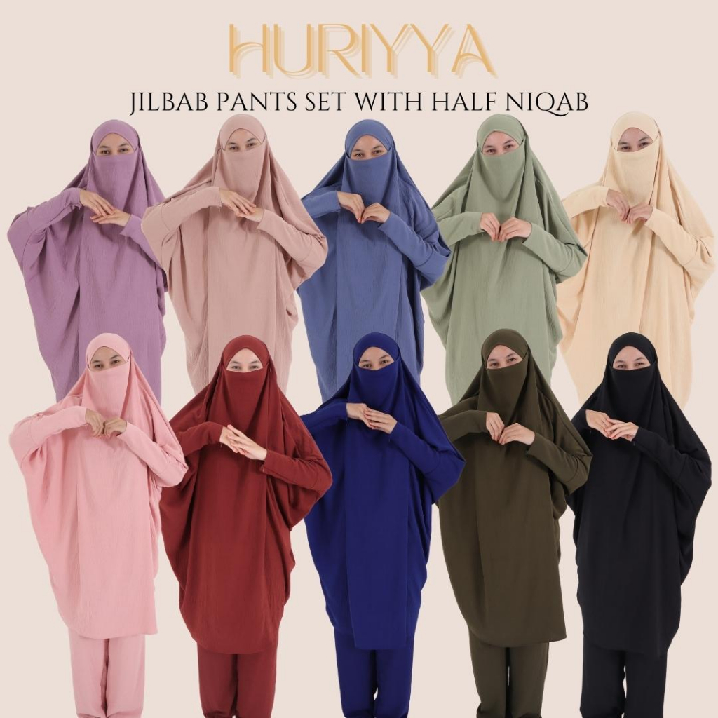 NIQABBIA HURIYYA JILBAB PANTS SET (FREE HALF NIQAB) - COTTON AIRFLOW ...