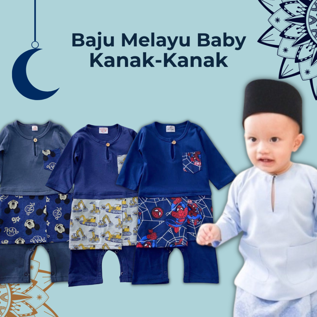 BAJU RAYA BAJU BUDAK BAJU MELAYU BAYI BAJU MELAYU NEWBORN BIRU NAVY ...