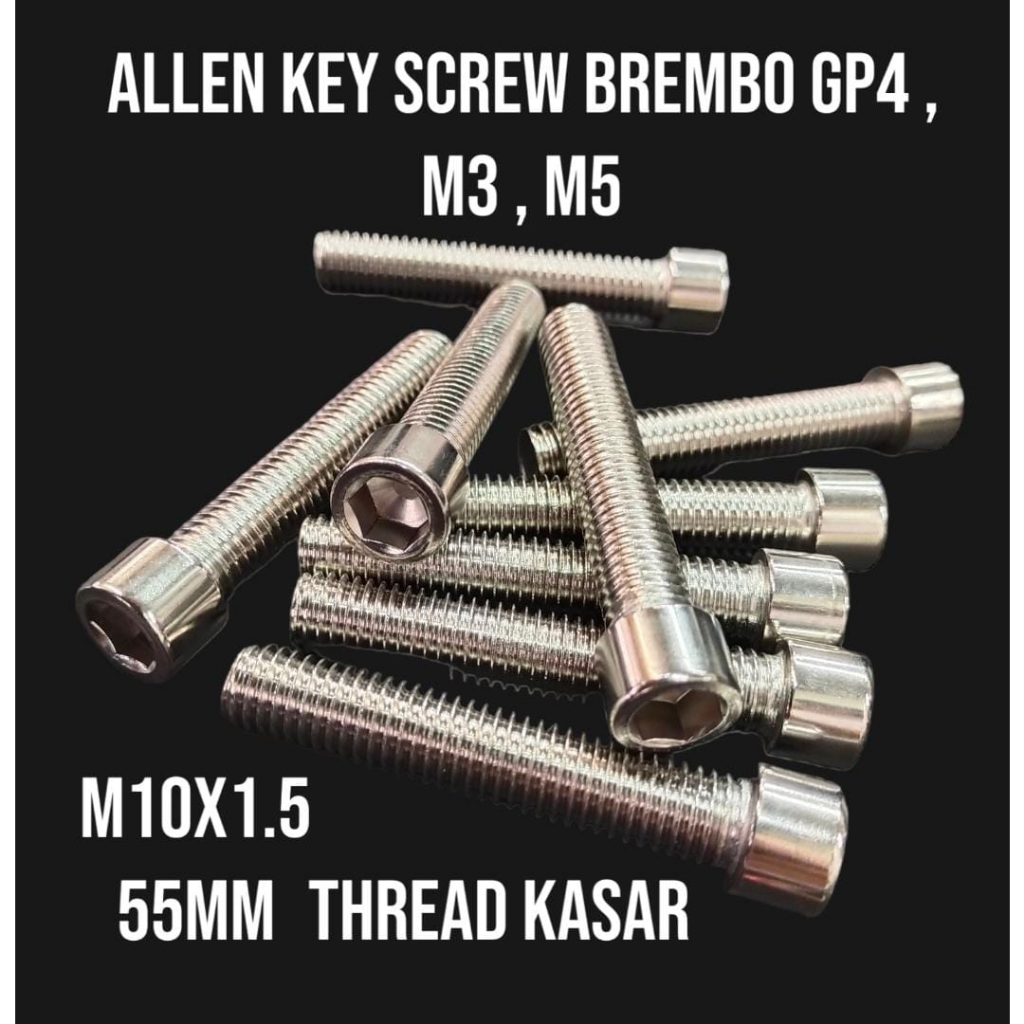 ALLEN KEY SCREW M10X1.5 FOR BREMBO GP4 THREAD KASAR 55MM ALAN KEY SCREW ...