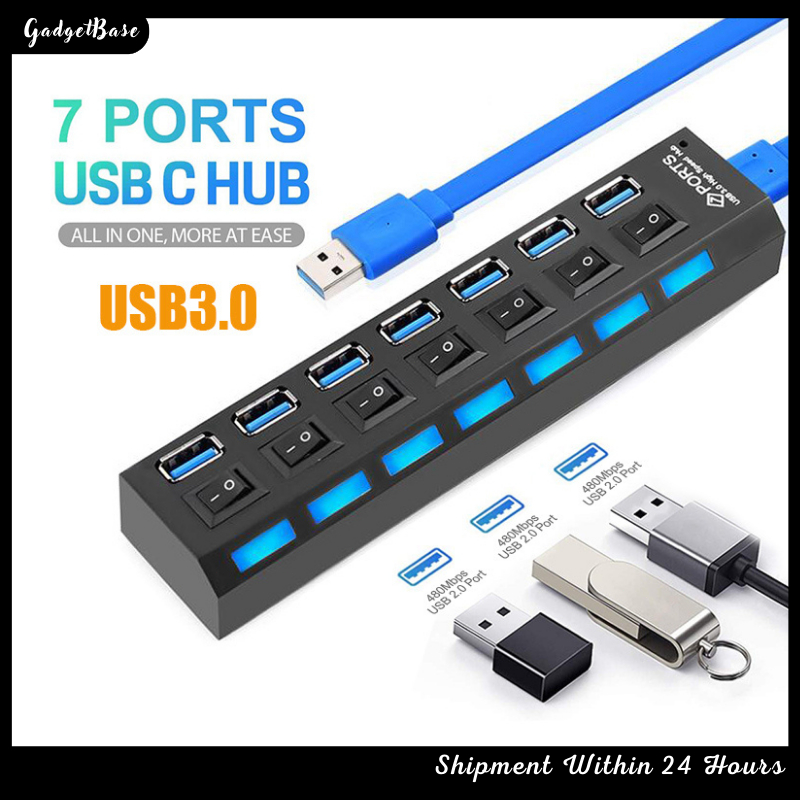 USB 3.0 HUB Super High Speed Multi usb Hub 4 Port / 7 Port Expander LED ...