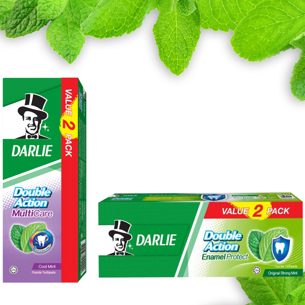 *DARLIE Double Action Twin Pack [Enamel Protect Strong Mint 200g / Multicare 180g] | Shopee Malaysia