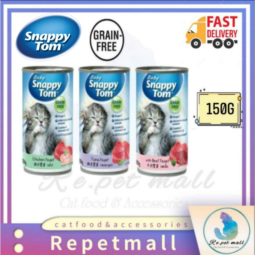 Baby Snappy Tom Canned Wet Food (150G) - Tuna Feast / Beef Feast ...