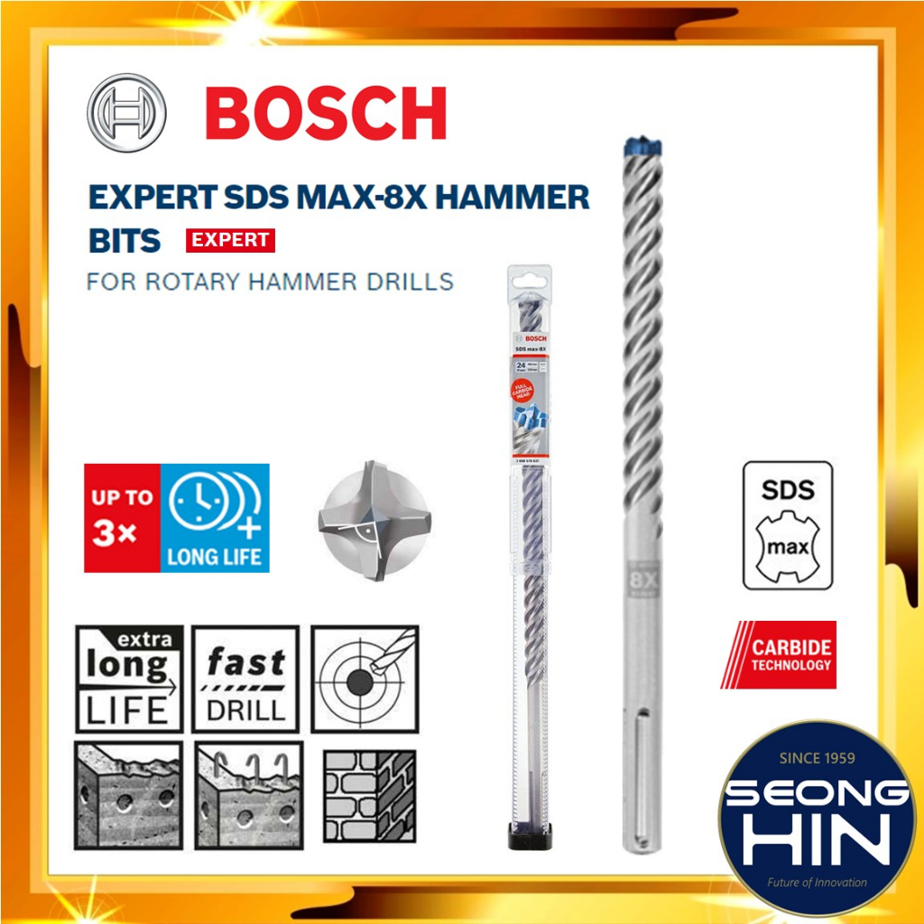 BOSCH MAX-8x EXPERT SDS MAX-8X HAMMER Drill Bits / Mata Drill Semen / MAX8x Hammer Bit | Shopee ...