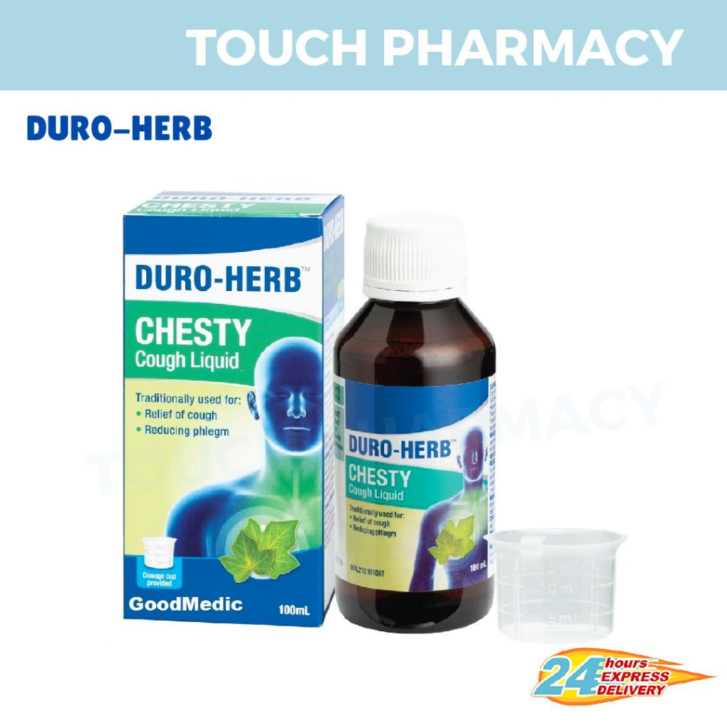 (EXP : 11/2026) DURO-HERB Chesty Cough Liquid 100ML (Ivy Leaf Extract ...