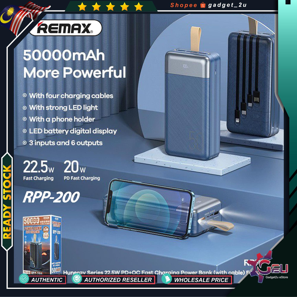 Original Remax RPP-310 40000mAh 65W PD+QC,RPP-200 50000mAh QC 22.5W ...