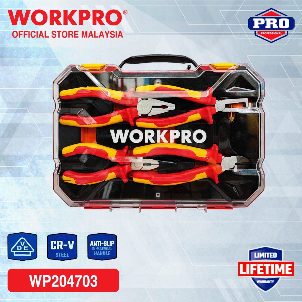 WORKPRO Insulated Pliers Set (4 Pcs) | Shopee Malaysia