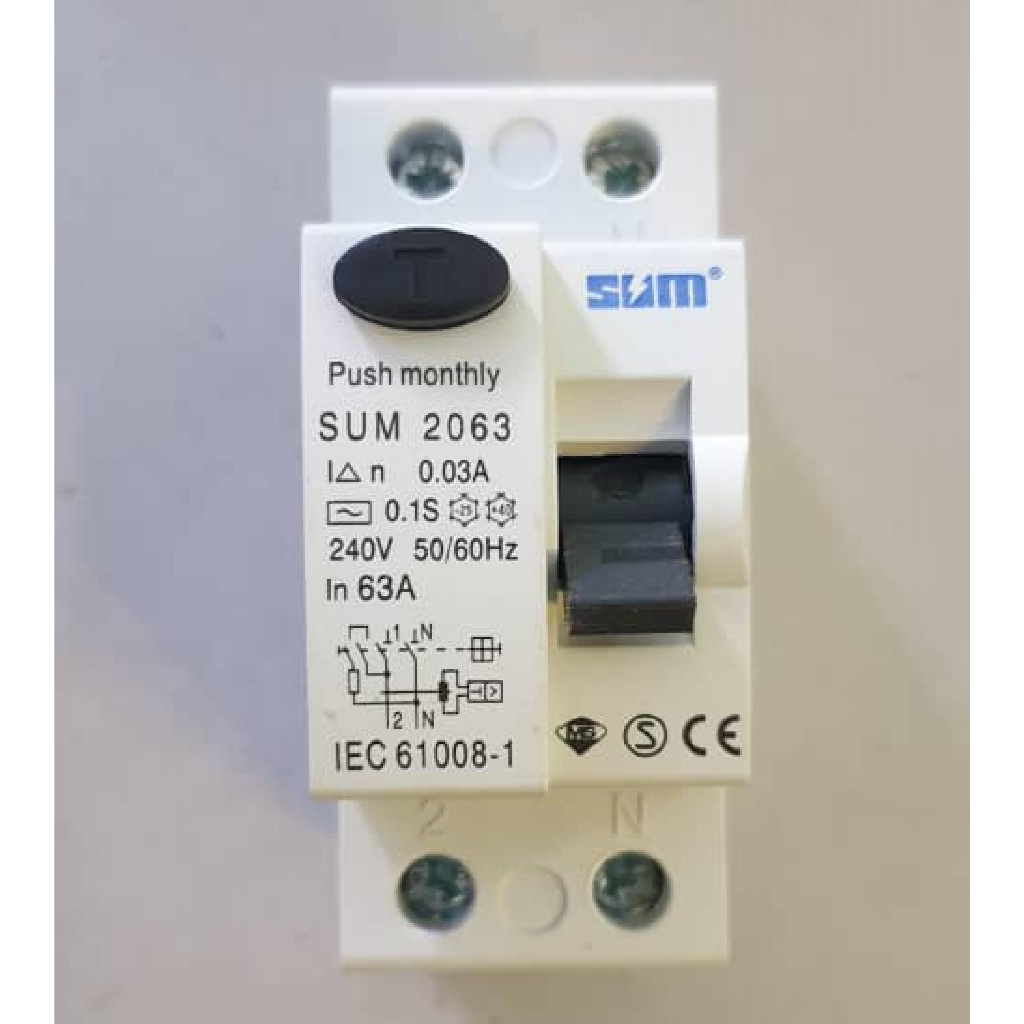 SUM RCCB /ELCB/ 40A / 63A / 100A / 2 POLE / 4 POLE / 30ma / 100ma / 6kA ...